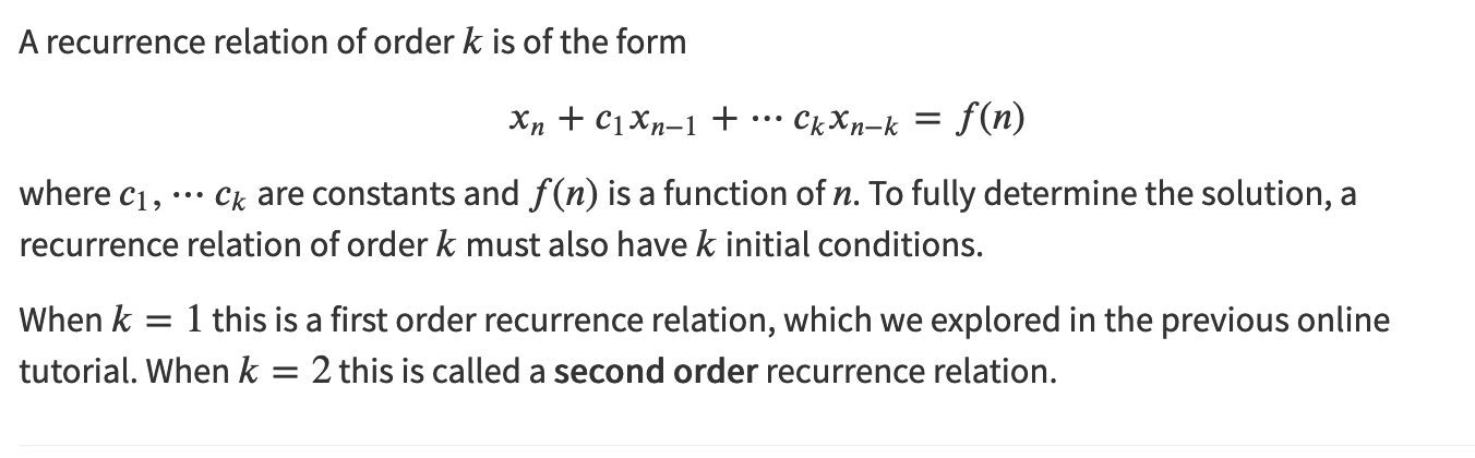 Solved A recurrence relation of order k is of the form Xn + | Chegg.com
