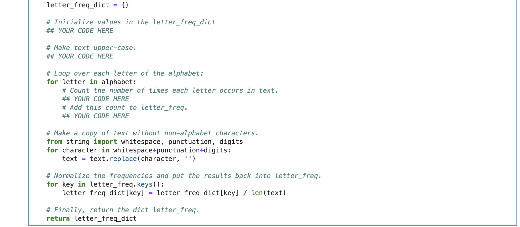 Solved Exercise 1: Calculate the Normalized Letter | Chegg.com