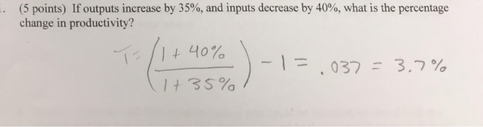 Solved (5 points) If outputs increase by 35%, and inputs | Chegg.com