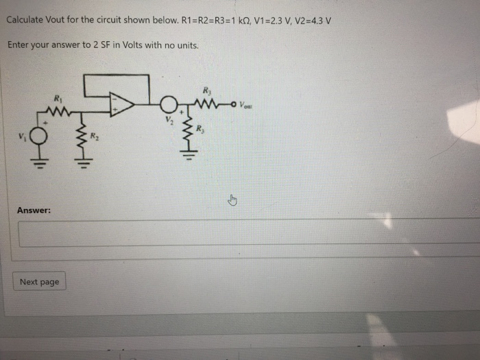 Solved Calculate Vout for the circuit shown below. R1 = R2 = | Chegg.com