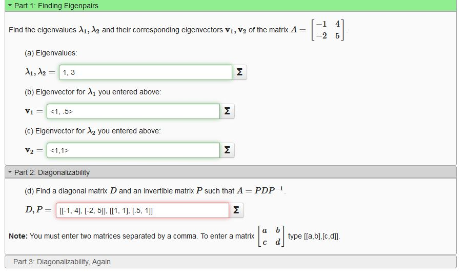 Solved Part 1: Finding Eigenpairs Find the eigenvalues 11, | Chegg.com