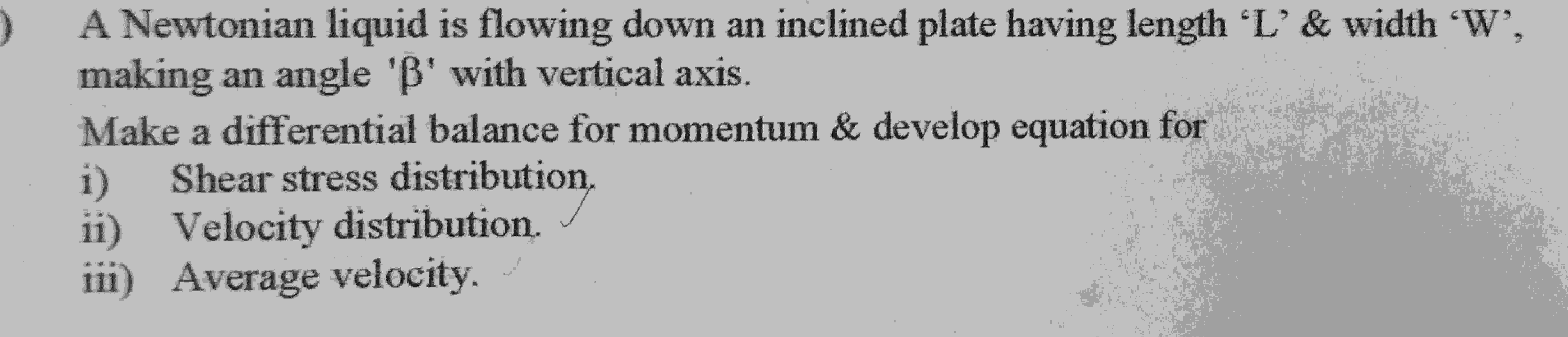 Solved A Newtonian liquid is flowing down an inclined plate | Chegg.com