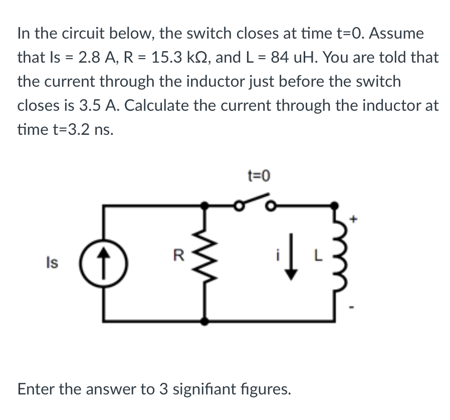 Solved In the circuit below, the switch closes at time t=0. | Chegg.com