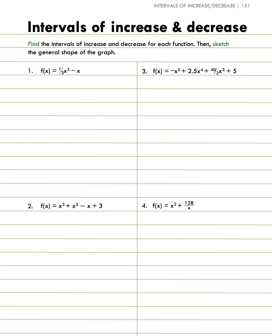 INTERVALS OF ﻿INCREASEDECREASE | 151Intervals of | Chegg.com