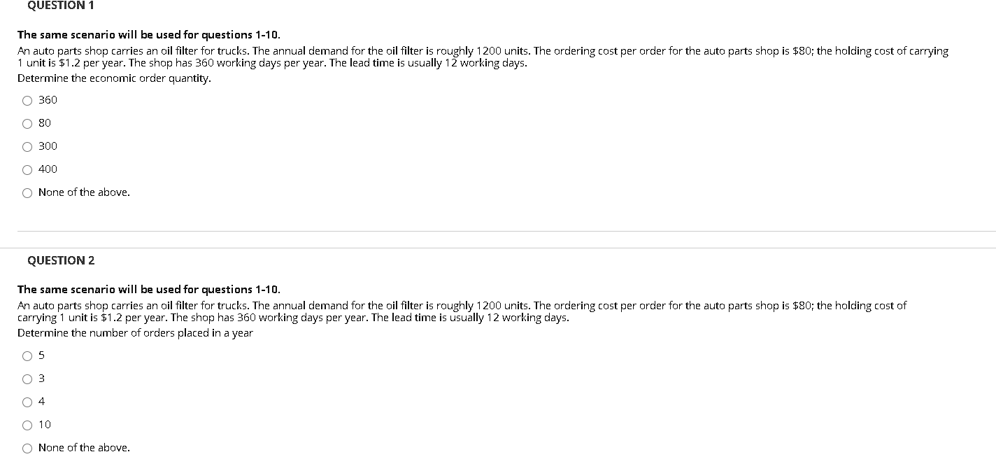 Solved QUESTION 1 The same scenario will be used for | Chegg.com