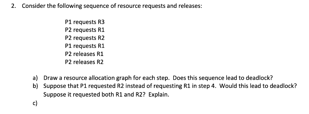 Solved 2. Consider the following sequence of resource | Chegg.com