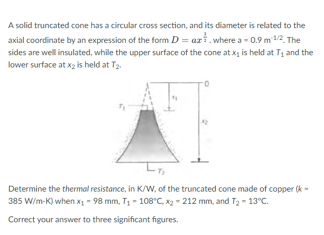 Solved A solid truncated cone has a circular cross section, | Chegg.com