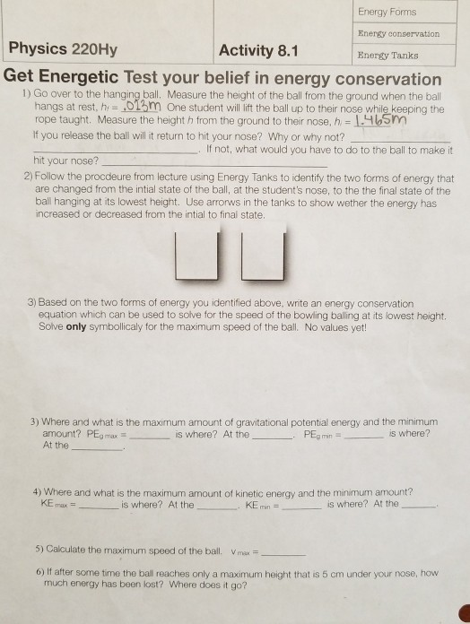 Solved Energy Forms Energy conservation Energy Tanks Physics | Chegg.com