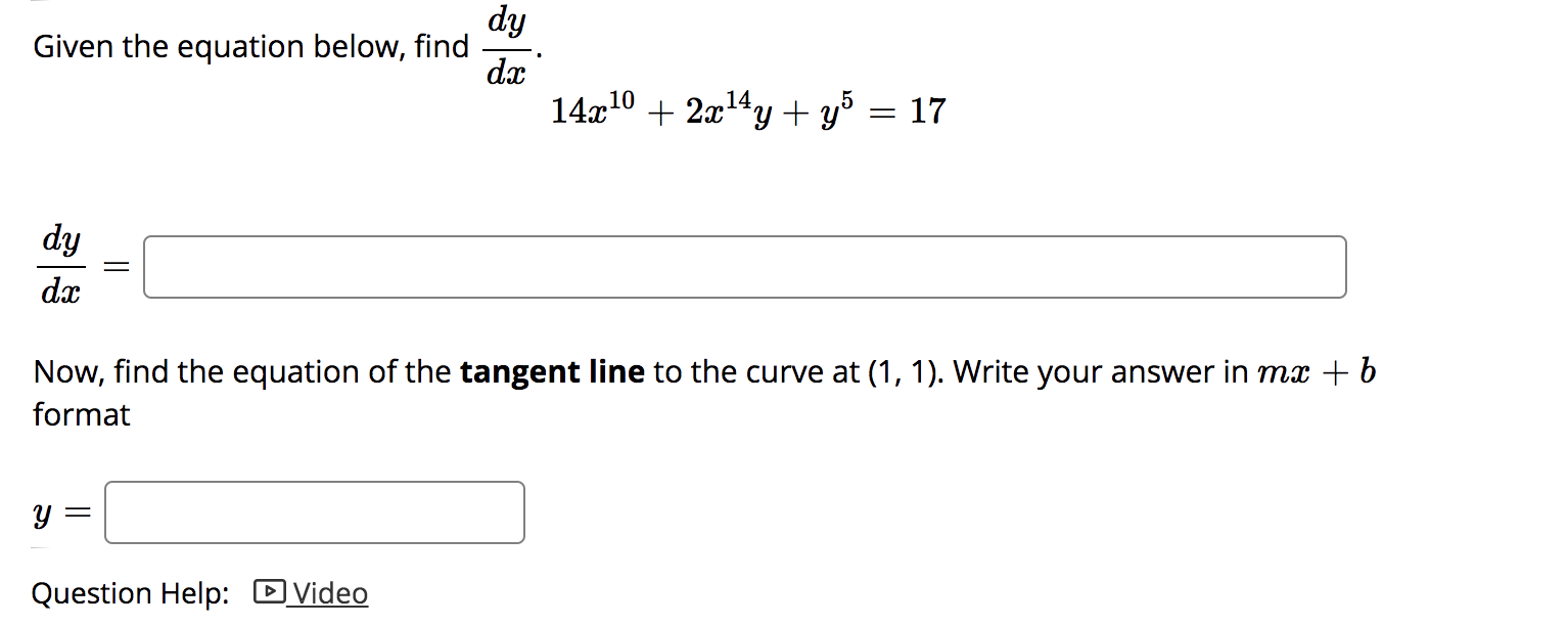 Solved Given the equation below, find dy dæ 14x10 + 2x14y + | Chegg.com