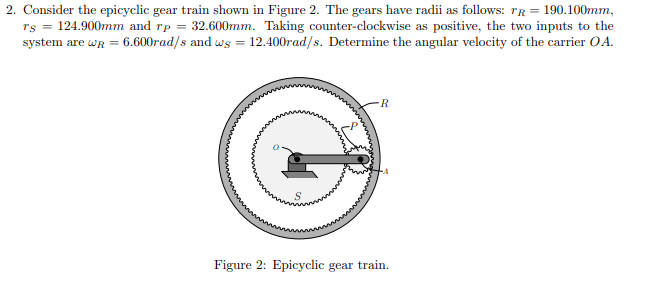 Solved 2. Consider the epicyclic gear train shown in Figure | Chegg.com