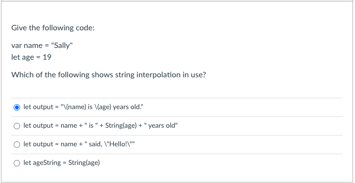 Solved I need a little help with a few Swift questions. I | Chegg.com