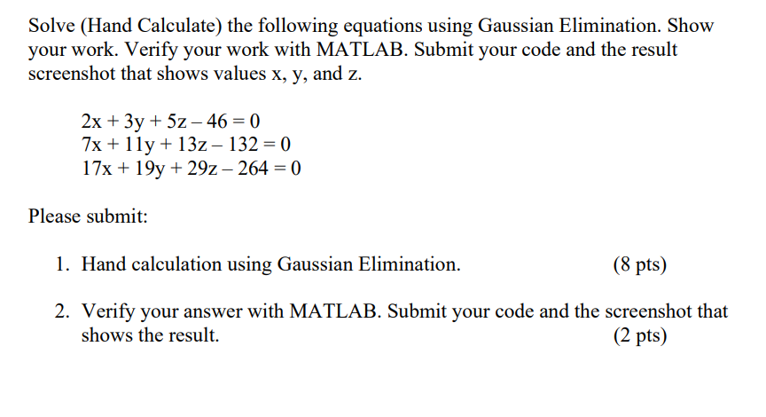 Solved Solve (Hand Calculate) the following equations using | Chegg.com