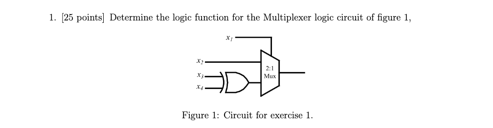 Solved 1. (25 points] Determine the logic function for the | Chegg.com
