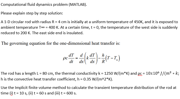 Solved Computational Fluid Dynamics Problem Matlab Please