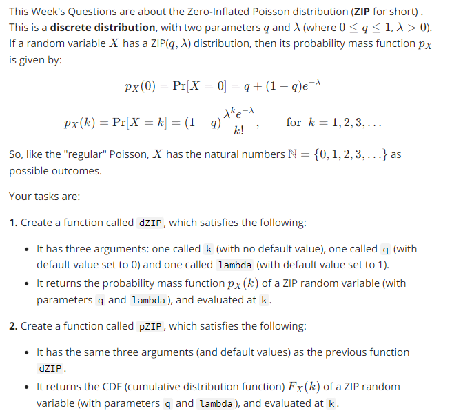 Solved This Week's Questions are about the Zero-Inflated | Chegg.com