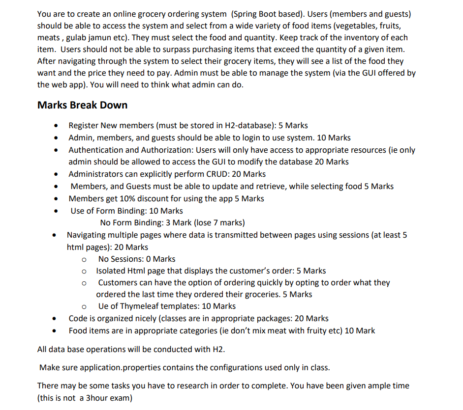 You are to create an online grocery ordering system | Chegg.com