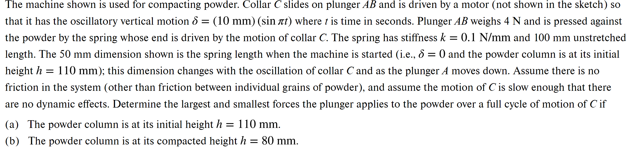 Solved The machine shown is used for compacting powder. | Chegg.com