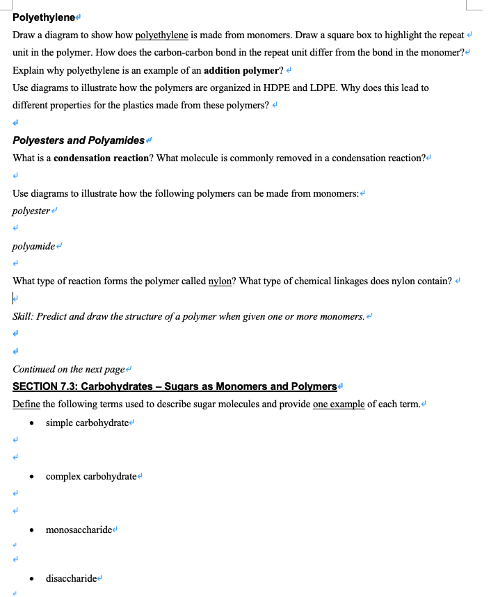 Solved Polyethylene Draw a diagram to show how polyethylene | Chegg.com