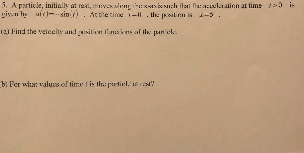 Solved 5. A particle, initially at rest, moves along the | Chegg.com