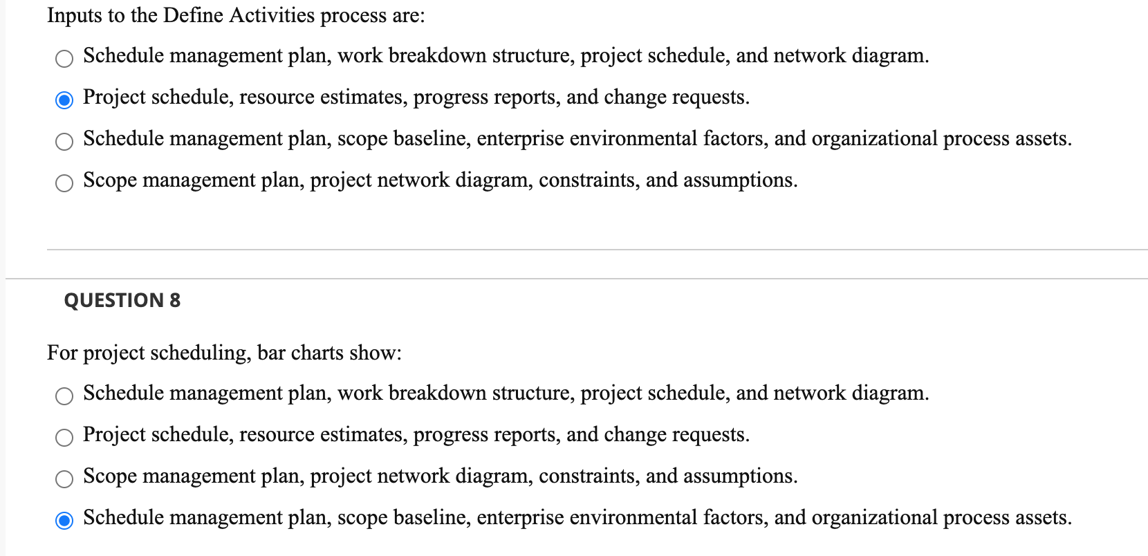 Solved Inputs to the Define Activities process are: Schedule | Chegg.com