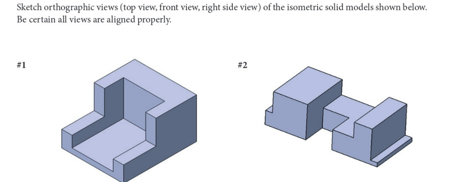 Solved Sketch orthographic views (top view, front view, | Chegg.com