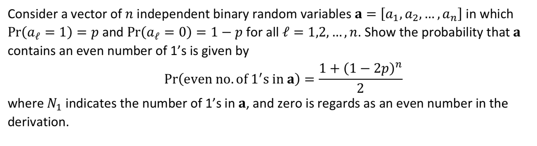 Solved Consider A Vector Of N Independent Binary Random