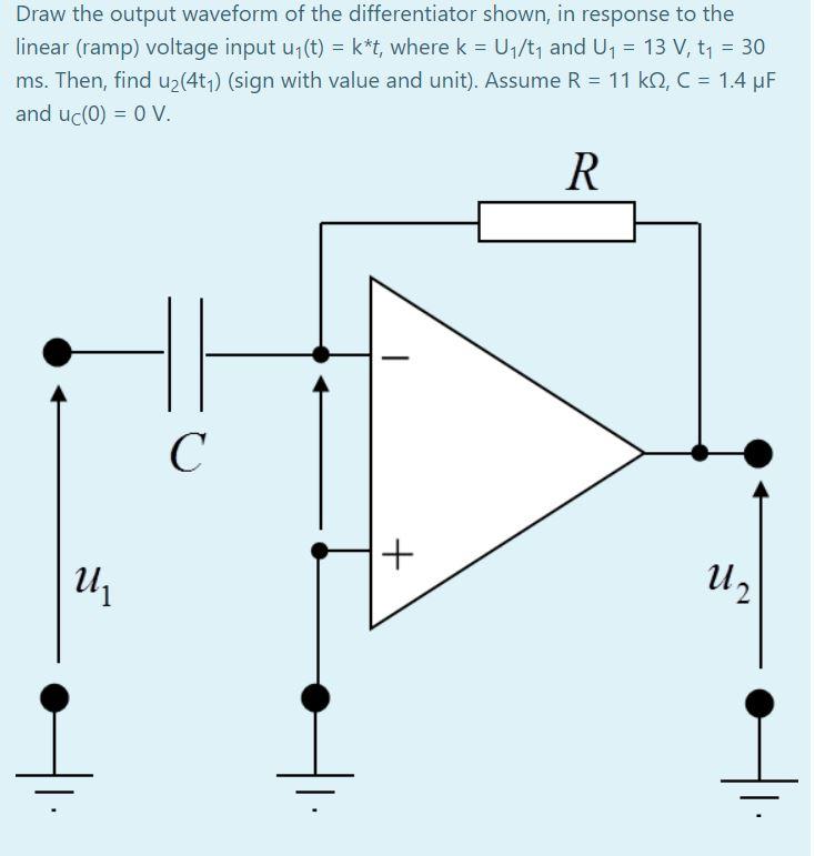 Solved Draw the output waveform of the differentiator shown, | Chegg.com