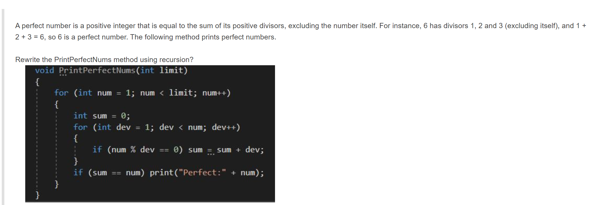 Solved A perfect number is a positive integer that is equal | Chegg.com