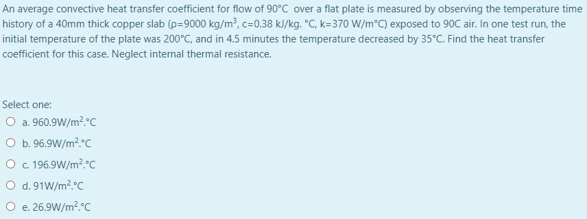 Solved An average convective heat transfer coefficient for | Chegg.com