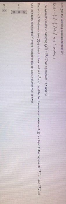 Let Q be the following quadratic form on R3 The | Chegg.com