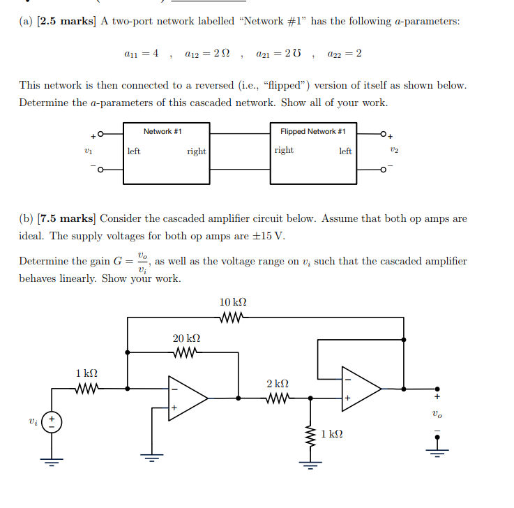Solved (a) 2.5 marks] A two-port network labelled "Network | Chegg.com