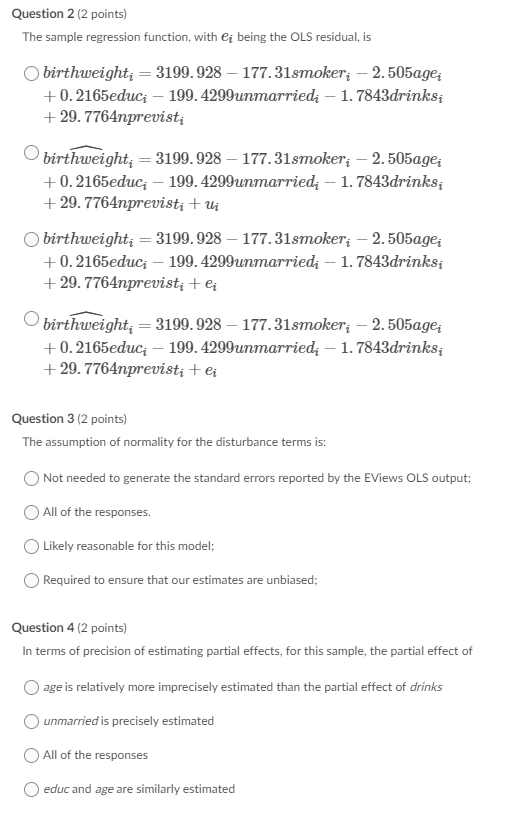 Solved Dependent Variable: BIRTHWEIGHT Method: Least Squares | Chegg.com