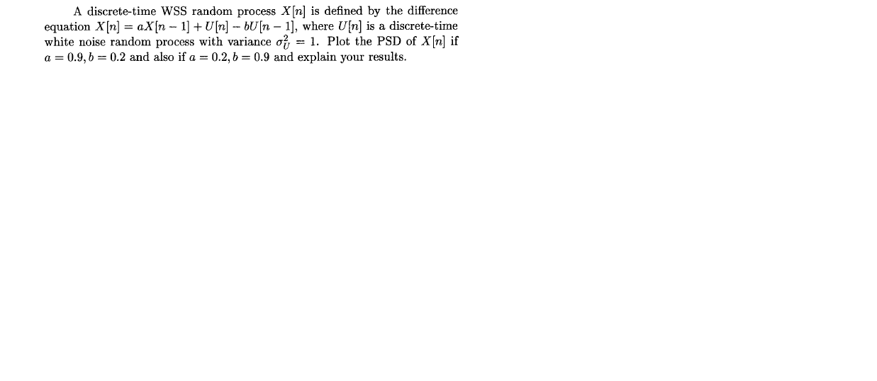 A discrete-time WSS random process X[n] is defined by | Chegg.com