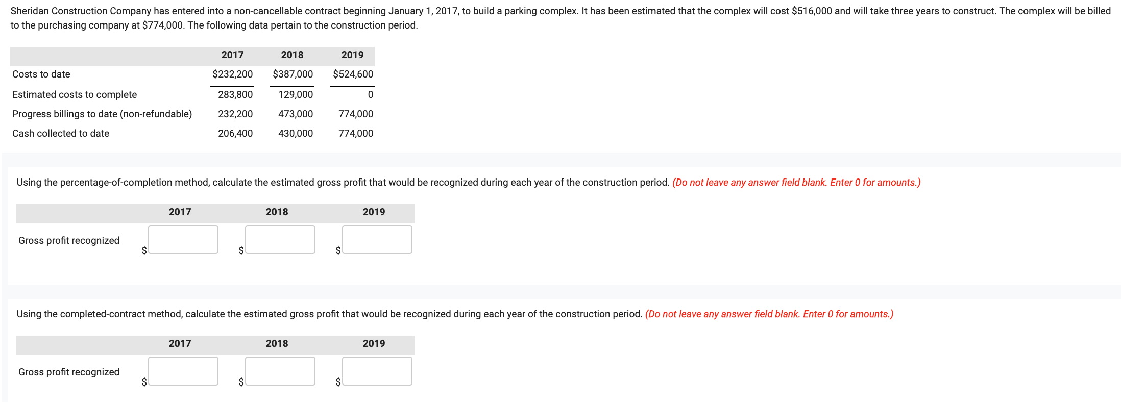 Solved Sheridan Construction Company has entered into a | Chegg.com