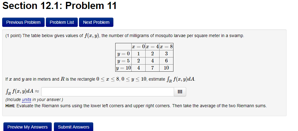 Solved Section 12.1: Problem 11 Previous Problem Problem | Chegg.com