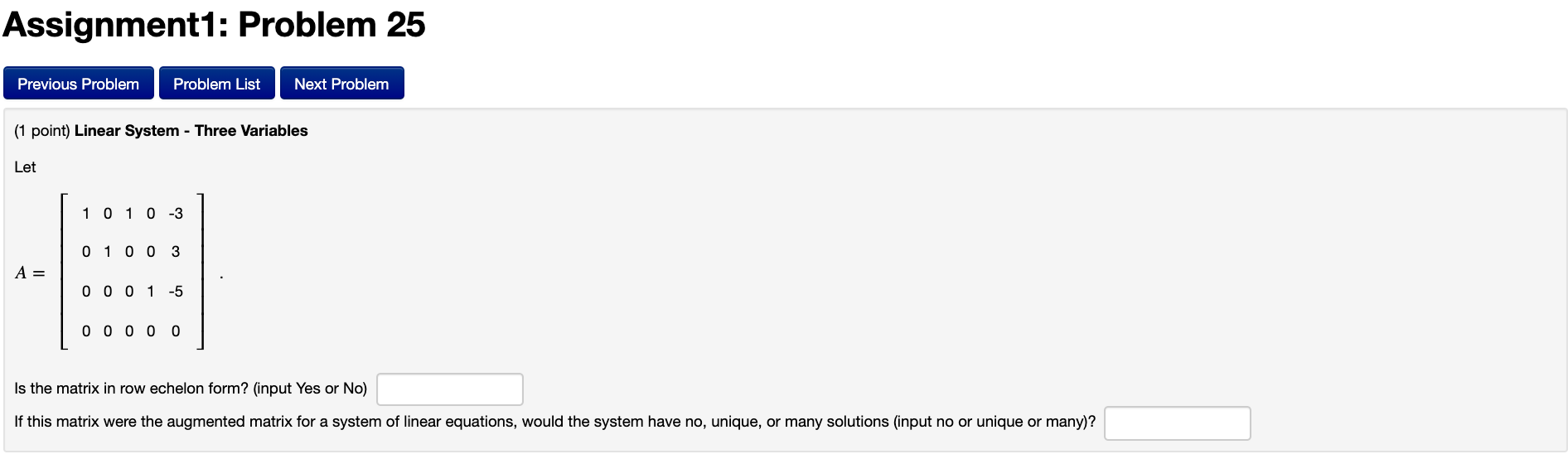 Solved Assignment1: Problem 25 Previous Problem Problem List | Chegg.com