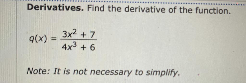 Solved Derivatives. Find the derivative of the function. | Chegg.com