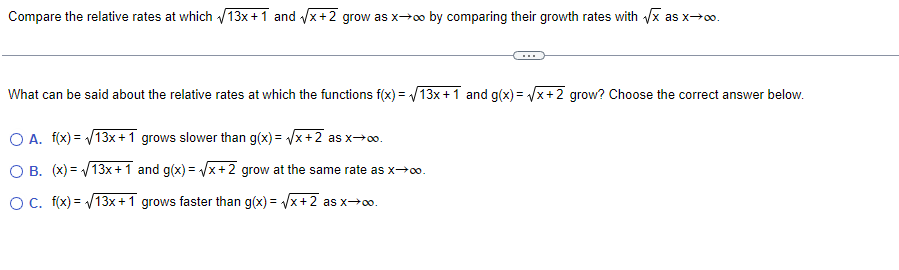 Solved Compare the relative rates at which 13x+1 and x+2 | Chegg.com