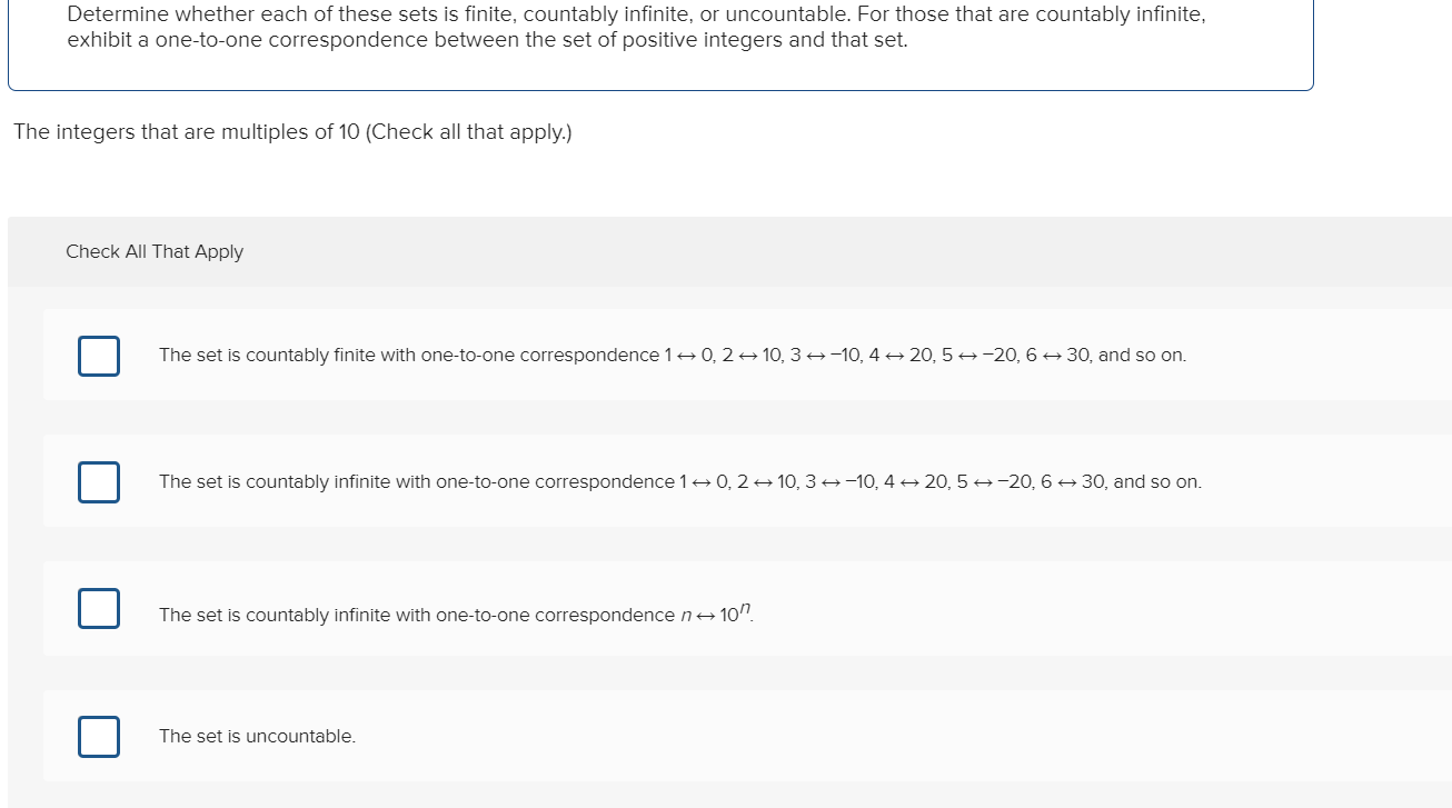Solved Determine whether each of these sets is finite, | Chegg.com