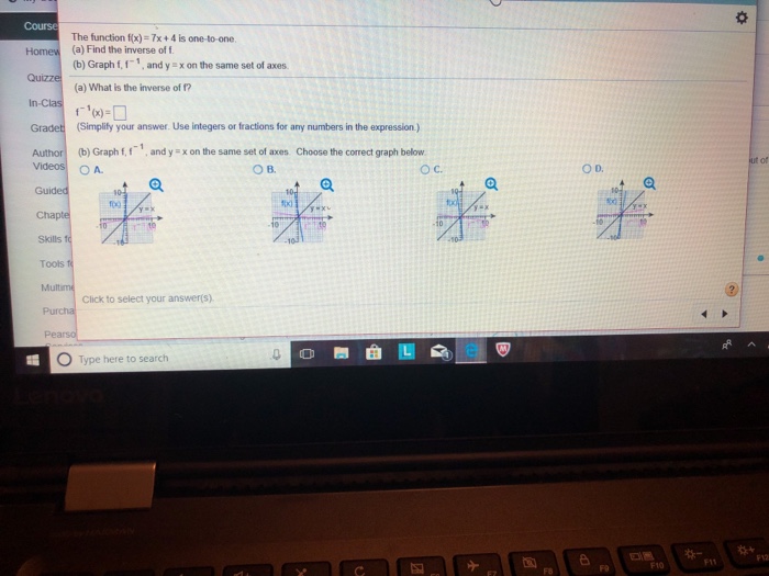 Solved The Function Fx 7x4 Is One To One A Find The 
