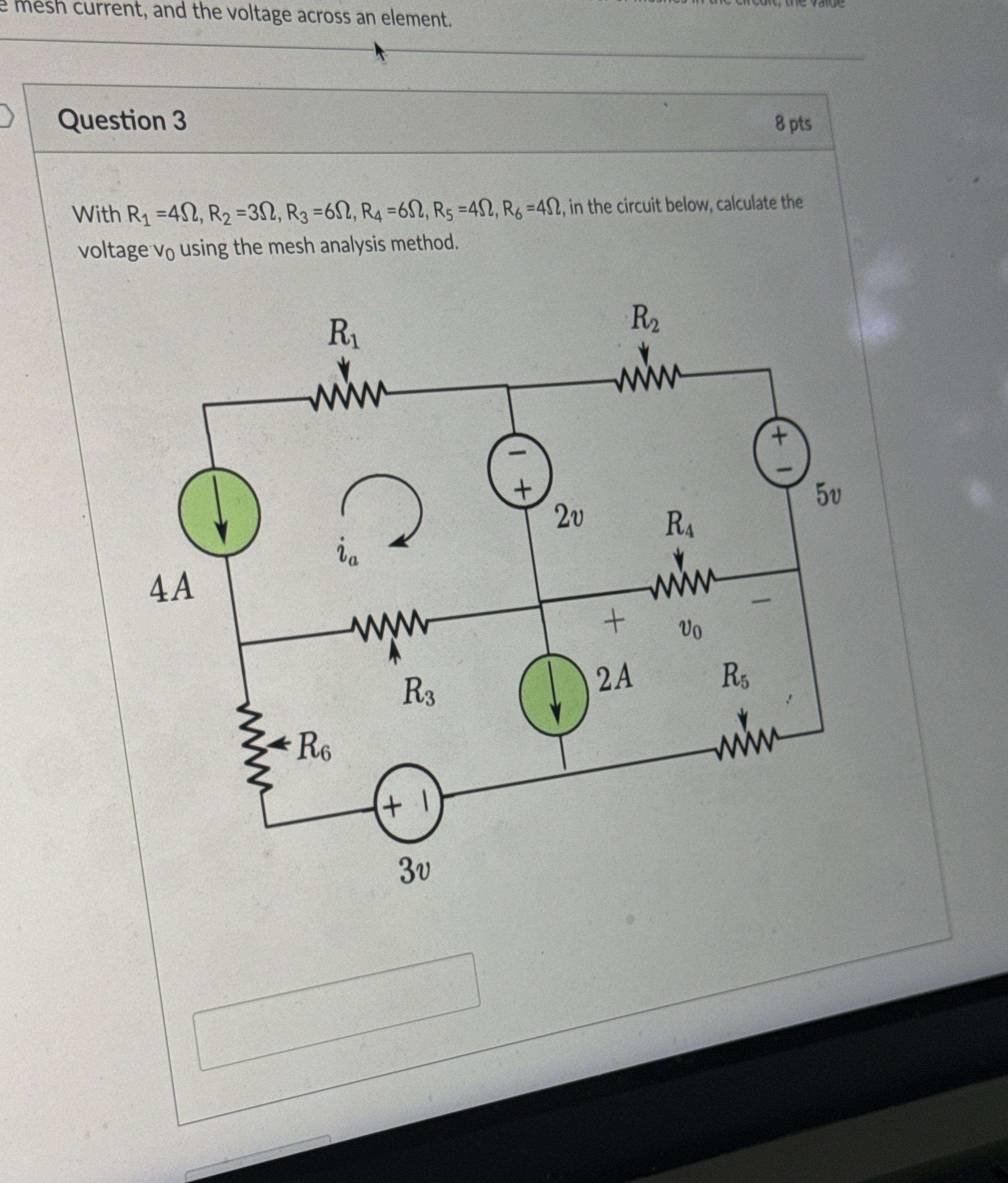 Solved e mesh current, and the voltage across an | Chegg.com