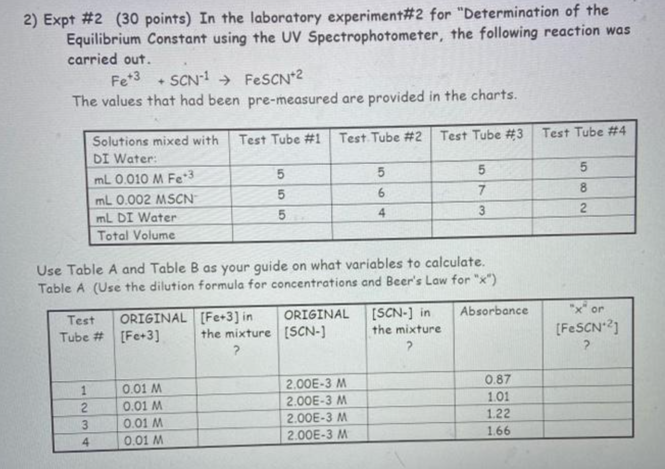 Solved 2) Expt \\#2 (30 points) In the laboratory | Chegg.com