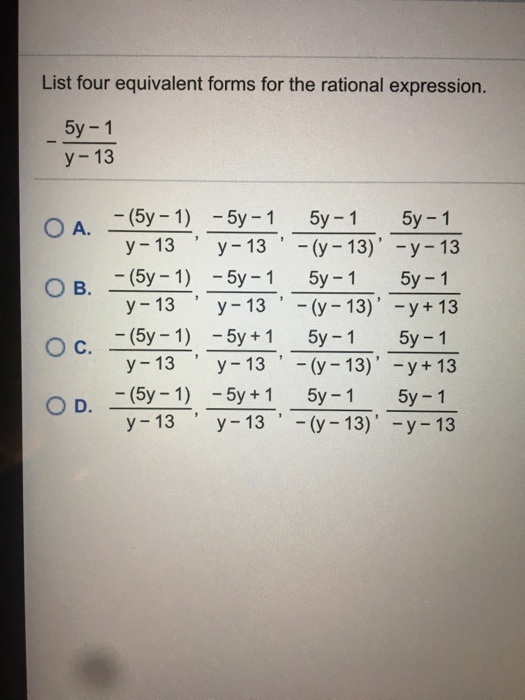 Solved List four equivalent forms for the rational | Chegg.com