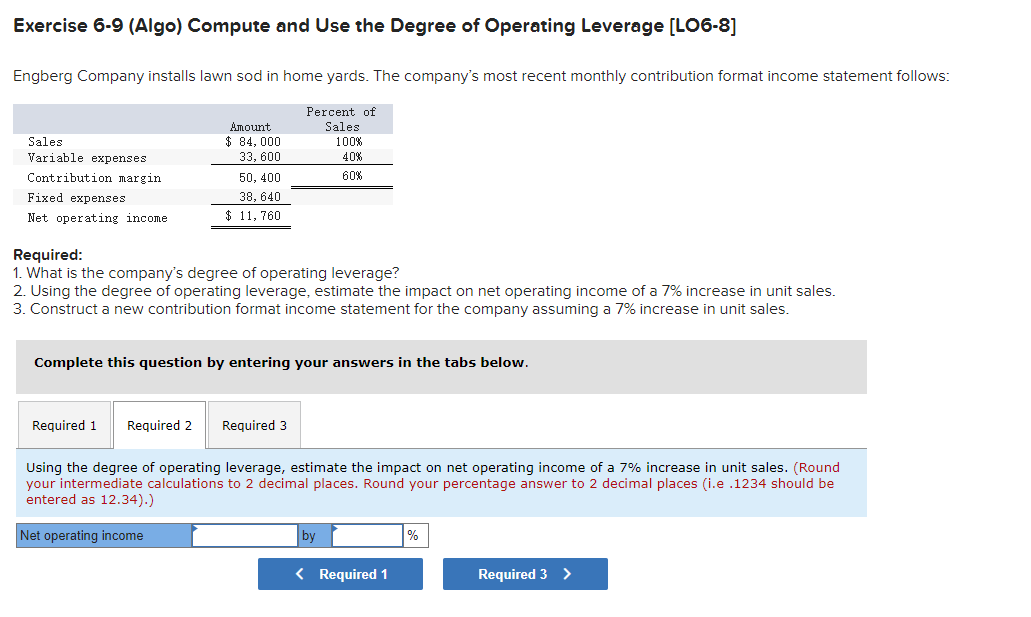Solved Exercise 6-9 (Algo) Compute and Use the Degree of | Chegg.com