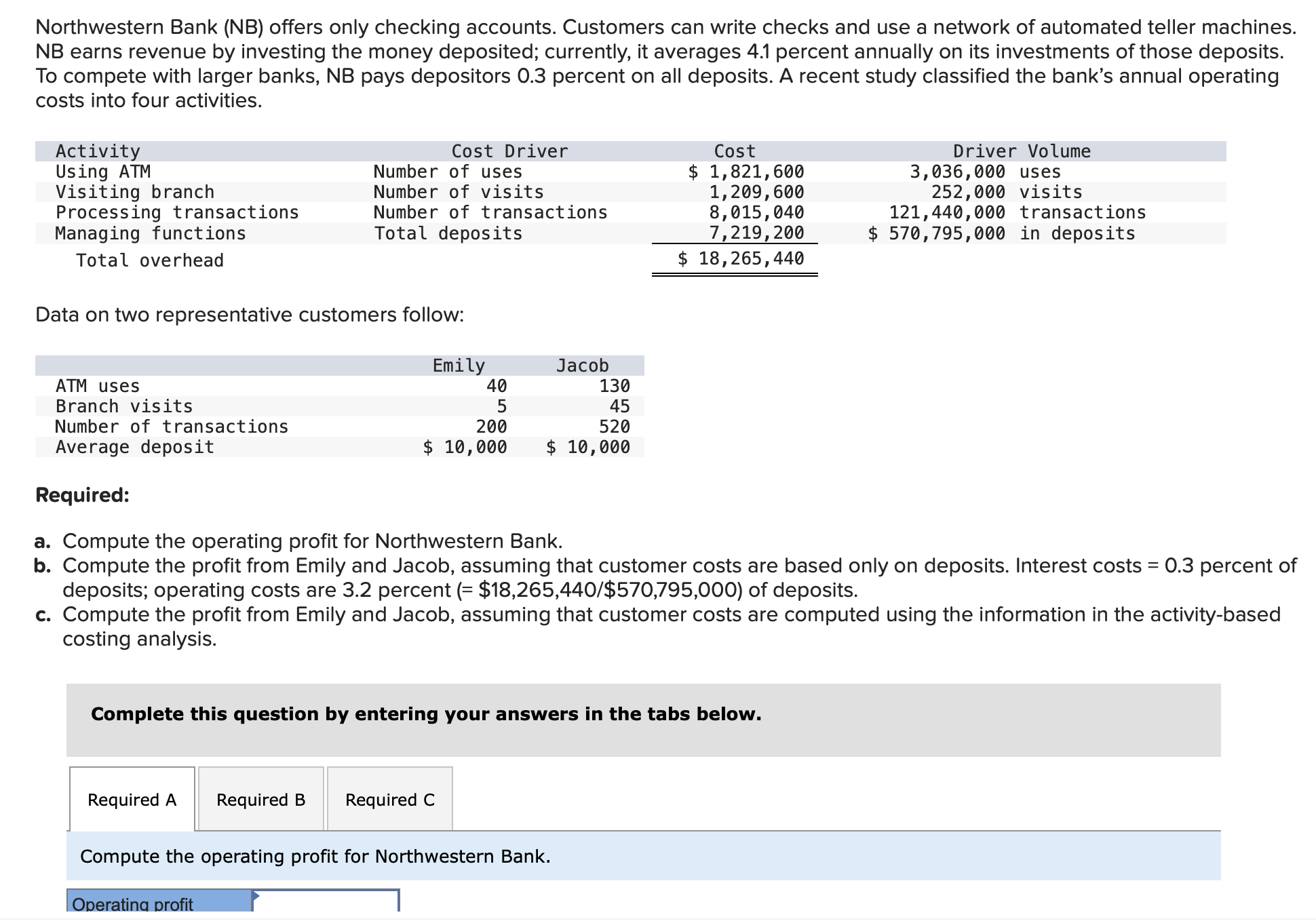 Solved Northwestern Bank (NB) ﻿offers only checking | Chegg.com