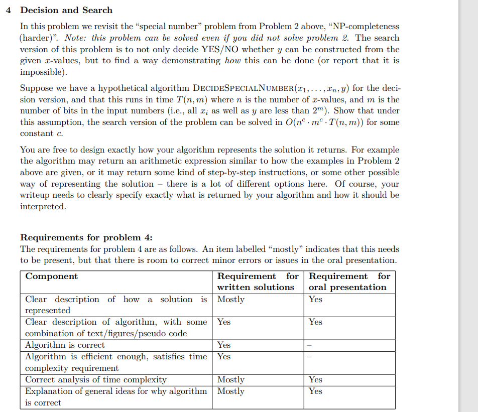Solved Decision and Search In this problem we revisit the | Chegg.com