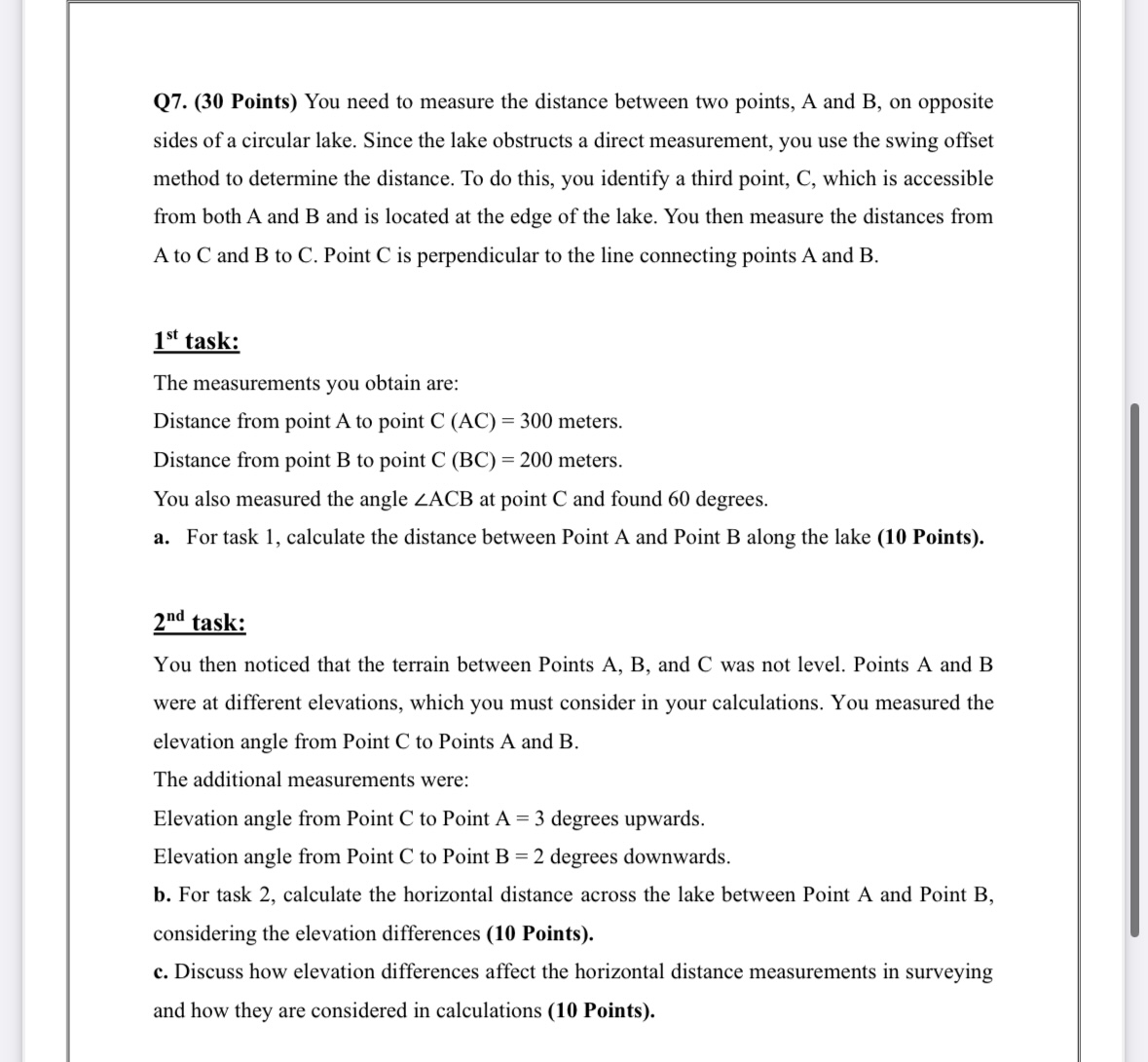 Q7. (30 ﻿Points) ﻿You need to measure the distance | Chegg.com