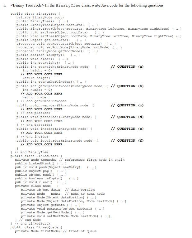 Solved a) Write Java code for getHeight method. b) Write | Chegg.com