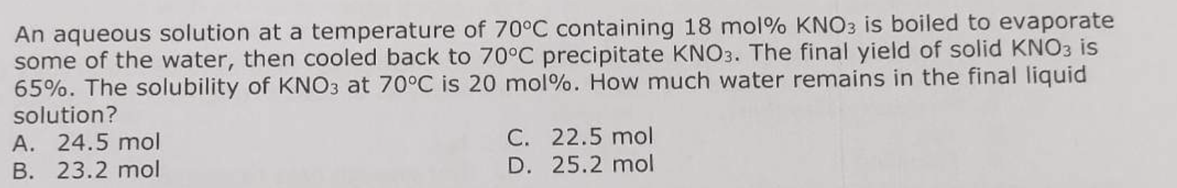 Solved An aqueous solution at a temperature of 70∘C | Chegg.com