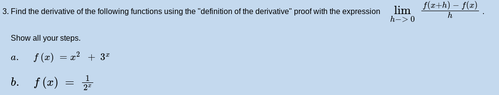 Solved 3. Find the derivative of the following functions | Chegg.com